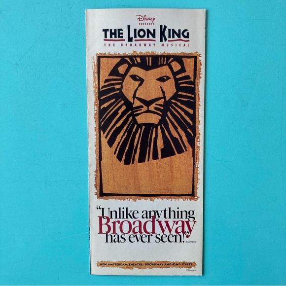 Broadway flyer | Other | 3 Panel Paper Flyer The Lion King On Broadway ...